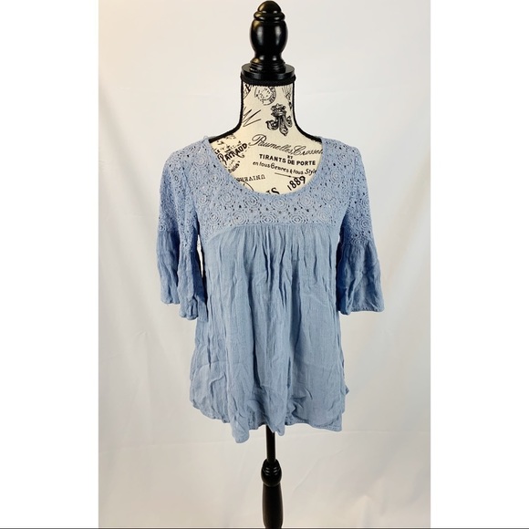 JODIFL | Tops | Jodifl Blue Peasant Blouse | Poshmark